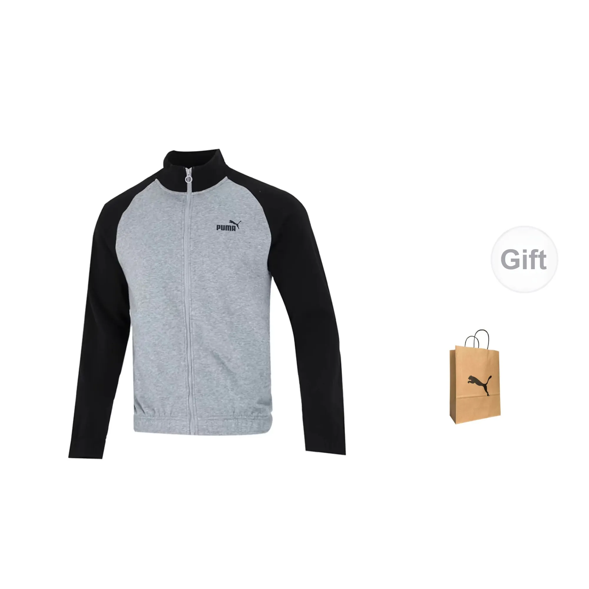 PUMA Jackets Men Gray Black Includes Shopping Bag - POIZON