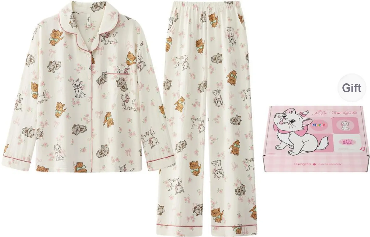Gongdie x Disney Pajama Set Women's Gift Box Set Apricot - POIZON